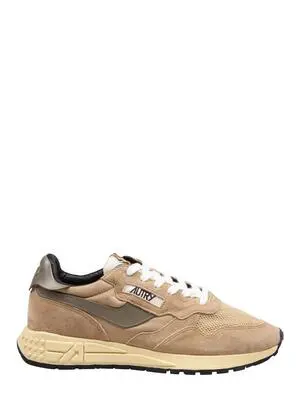 AUTRY Reelwind Sneakers In Leather And Nylon With Distressed Effect - Camel