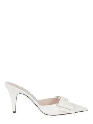 Valentino Garavani Smooth Calf Leather Mules With Bow - Ivory