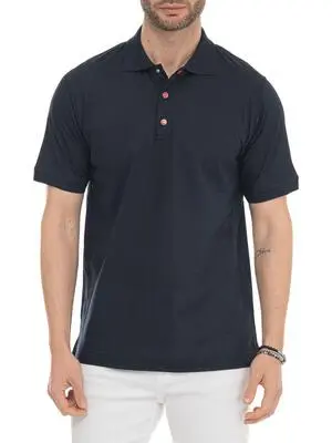 Kiton Short-sleeved Polo Shirt In 100% Cotton With A Classic Collar - Blue