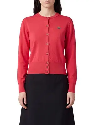VIVIENNE WESTWOOD Slim Fit Cotton Cashmere Cardigan With Orb Logo - Blue