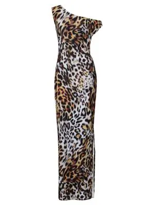 Norma Kamali Leopard-print One-shoulder Gown - Multicoloured