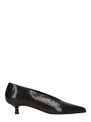 AeydĒ Clara Pointed-toe Kitten Heel Leather Pumps - Wine Comb