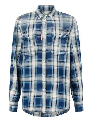 Dsquared2 Checked Cotton Oversized Shirt - Fantasy