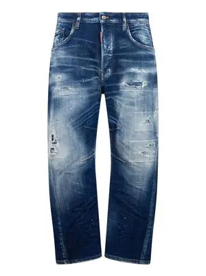 DSQUARED2 Dsquared2 Medium Wash Distressed Stretch Denim Jeans