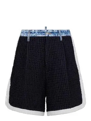 Dsquared2 Stretch Cotton Bouclé/denim Shorts - Blue