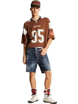 Dsquared2 Dark Easy Ripped Wash Marine Denim Shorts - Blue