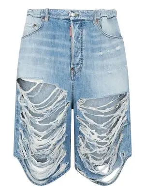Dsquared2 Light Destroyed Wash Surfer Shorts - Blue