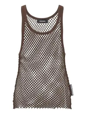 Dsquared2 Dsquared2 Scoop Neck Mesh Tank Top Brown