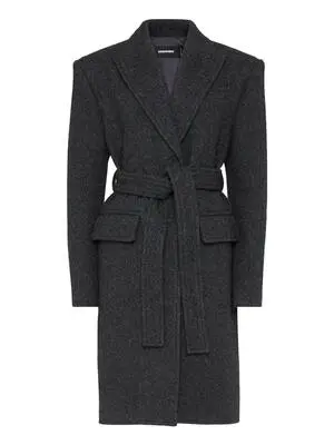 Dsquared2 Wool Robe Coat - Grey