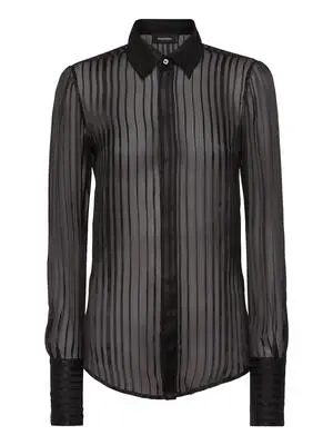 Dsquared2 Bianca Striped Sheer Shirt - Black