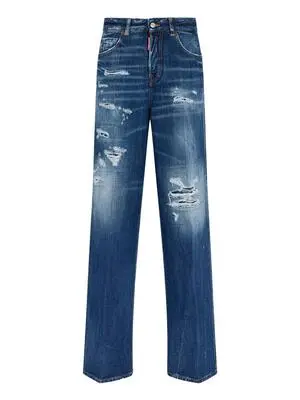 Dsquared2 Medium Wash Baggy Traveller Jeans - Blue