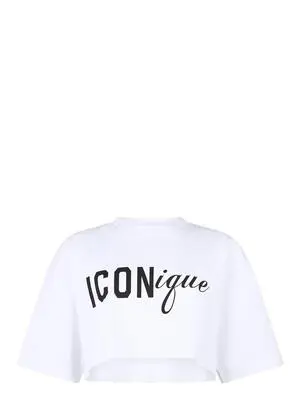 Dsquared2 Iconique Cropped Logo T-shirt - White