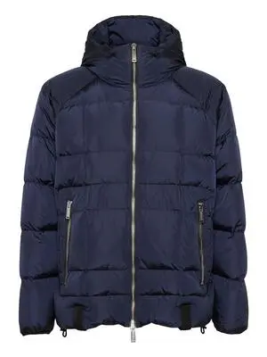 Dsquared2 Quilted Down Jacket With Drawstring Hood And Hem - Blue