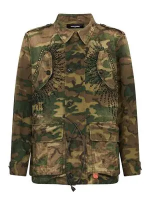 Dsquared2 Camouflage Parka With Embellishments And Graffiti Print - Fantasy