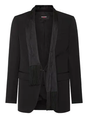 Dsquared2 Wool Blazer With Tassel Scarf - Black