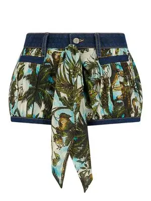 Dsquared2 Monkey Business Denim Mix Balloon Hot Pants - Blue
