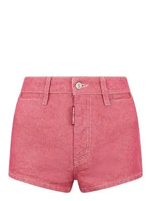 Dsquared2 Oxford Denim High Waisted Hot Pants - Red