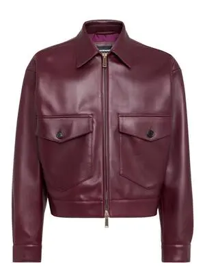 Dsquared2 Leather Blouson Jacket - Blue