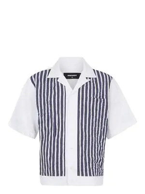 Dsquared2 Crinkled Stripe Bowling Shirt - Blue