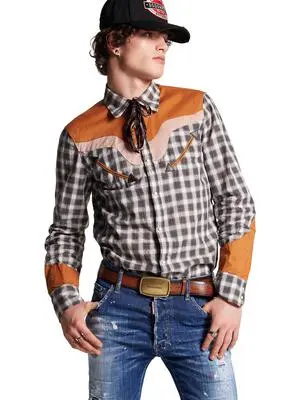 Dsquared2 Checked Cotton Western Shirt - Fantasy