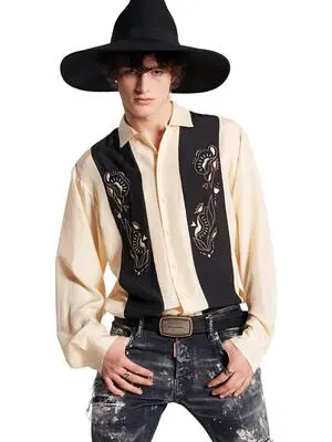 Dsquared2 Bowling Shirt With Embroidered Detail - Black