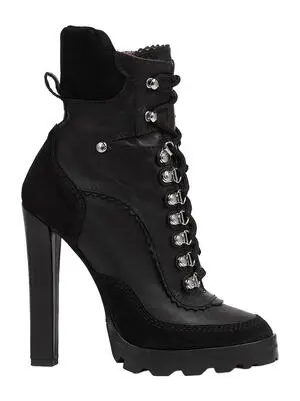 Dsquared2 Leather And Wool Plaid Hiking Ankle Boots - Black
