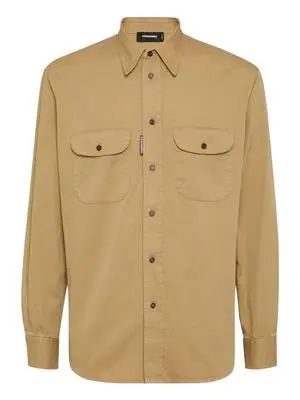 Dsquared2 Cotton Twill Landscape Print Shirt - Black