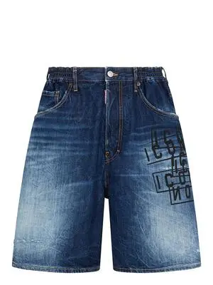 Dsquared2 Icon Dark Wash Denim Bermuda Shorts - Blue