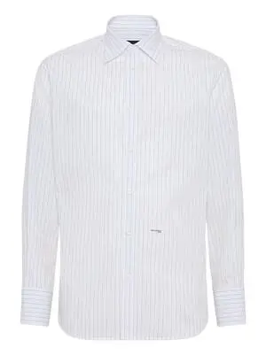Dsquared2 Striped Cotton Shirt With Micro Logo Print - Fantasy