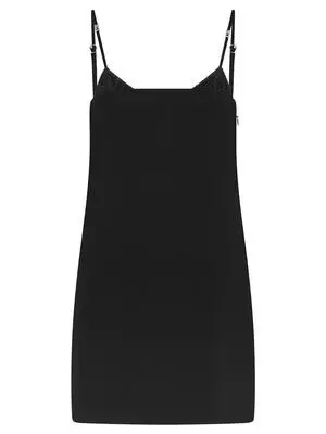 Dsquared2 Icon Leather Trim Slip Dress - Black
