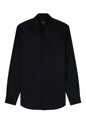 Armani Exchange Logo-embroidered Long-sleeve Shirt - Black