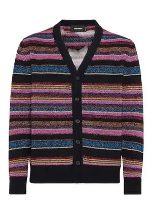 Dsquared2 Striped Metallic Yarn Cardigan - Black
