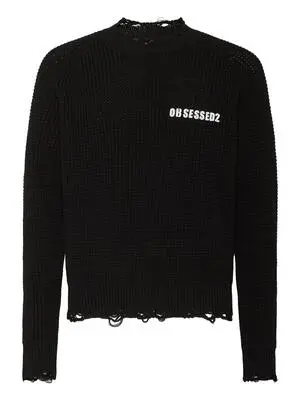 Dsquared2 Obsessed" Distressed Knit Pullover - Black