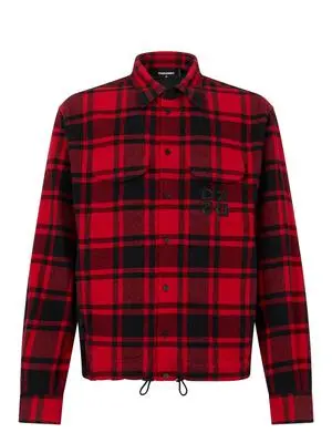 Dsquared2 Hybrid Checked Overshirt With Nylon Back And Drawstring Hem - Fantasy