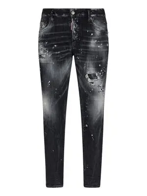 Dsquared2 Skinny Fit Distressed Wash Jeans - Black