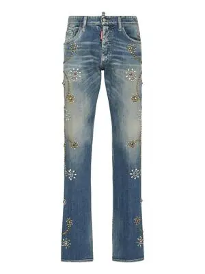 Dsquared2 Medium Wash Embellished Jeans - Blue