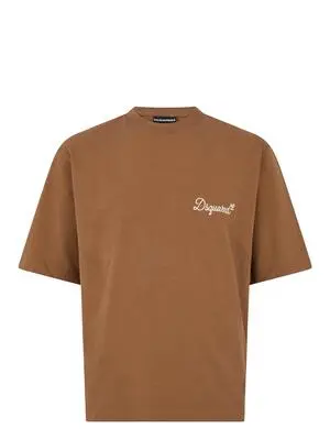Dsquared2 Signature Loose Fit T-shirt With Embroidered Logo - Brown