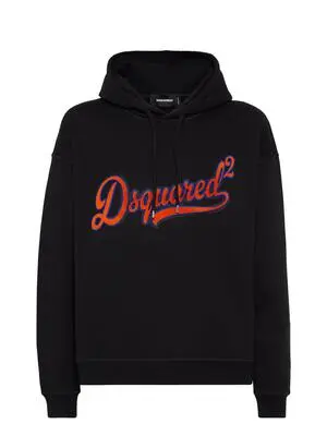 Dsquared2 Relaxed Fit Hoodie With Sponge Patch - Black