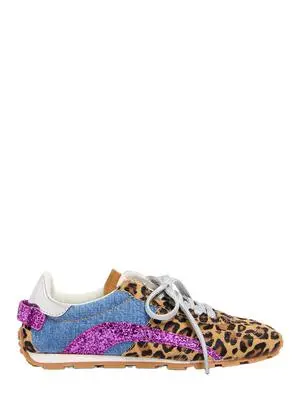 Dsquared2 Dsquared2 "Wild2" Leopard Print And Denim Lace-Up Sneakers Leopard