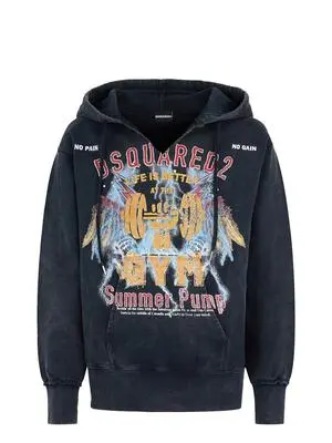 Dsquared2 Rock Wash Long & Lean Fit Hoodie - Grey