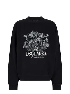 Dsquared2 Monkey Business Relaxed Fit Crewneck Sweatshirt - Black