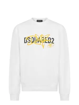 Dsquared2 Graffiti Cool Fit Crewneck Sweatshirt - White