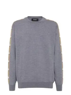 Dsquared2 Crewneck Sweater With Maple Leaf Taping - Grey