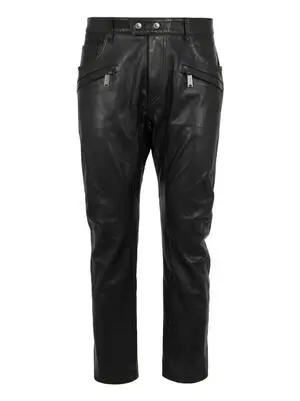 Dsquared2 Genuine Calfskin Leather Biker Pants - Black
