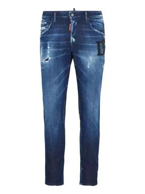 Dsquared2 Dark Wash Skater Jeans With Distressing - Blue