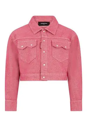 Dsquared2 Oxford Denim Boxy Cropped Jacket - Red