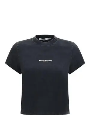 Alexander Wang Cropped Logo T-shirt - Black