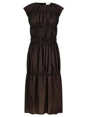 AMOMENTO Shirred Nylon Dress - Brown