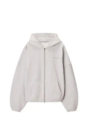 Alexander Wang Allover Hotfix Oversized Zip-up Hoodie - Grey