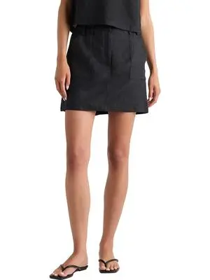 Quince 100% European Linen Utility Skort - Black